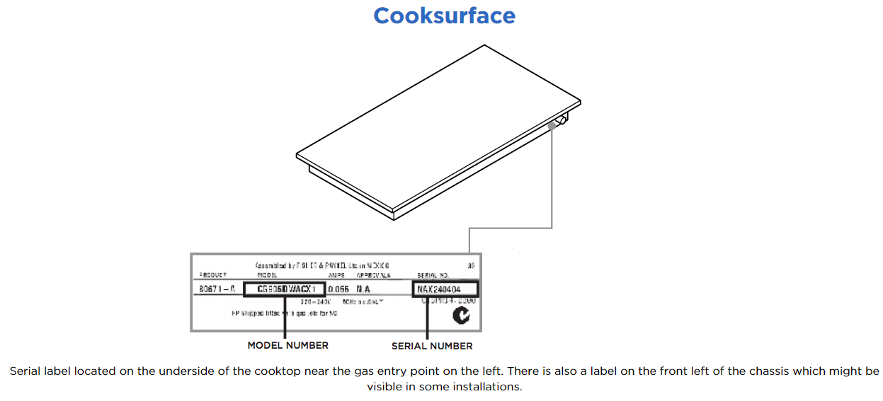 How to Find Your Serial or Model Number - Cooktops