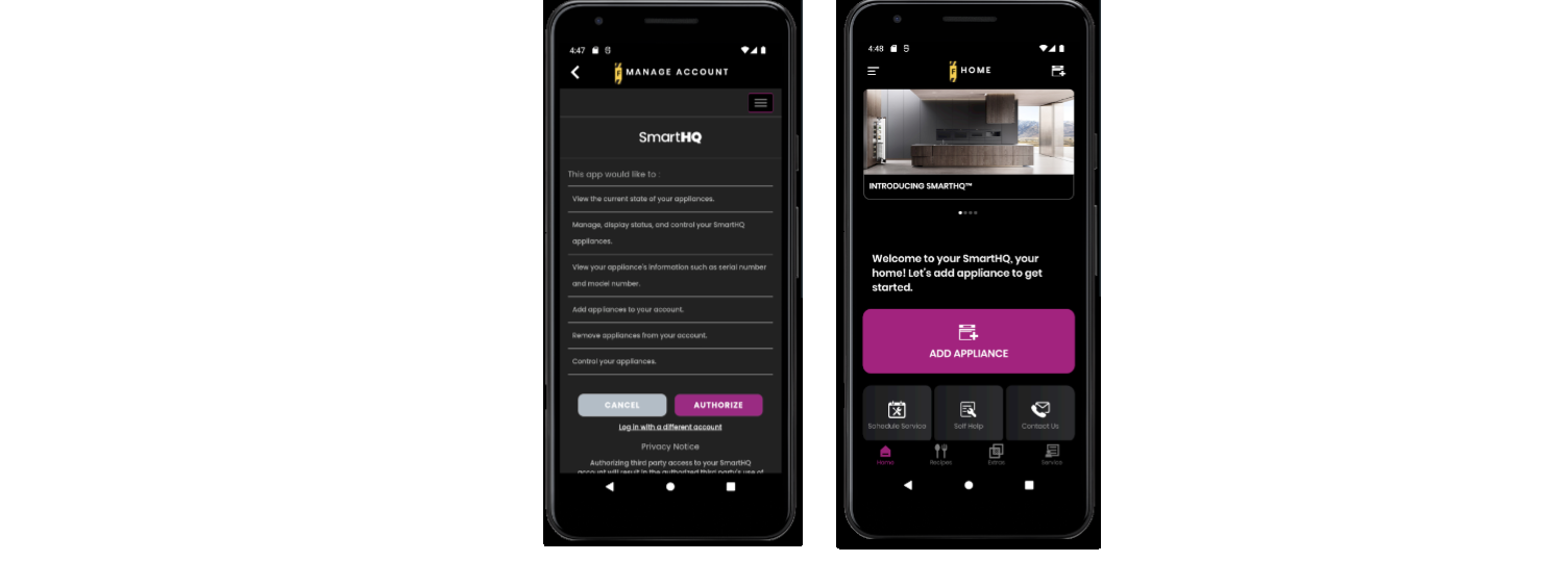 Setting up with SmartHQ